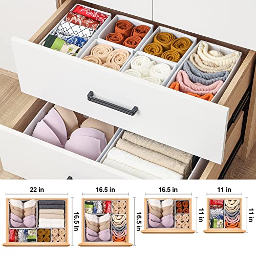 Stero 12 Pack Drawer Organizers for Clothing, Dresser Drawer Organizer Clothes, Fabric Foldable Closet Organizers and Storage Basket Bins for Clothes, Underwear, Bras, Socks (White)