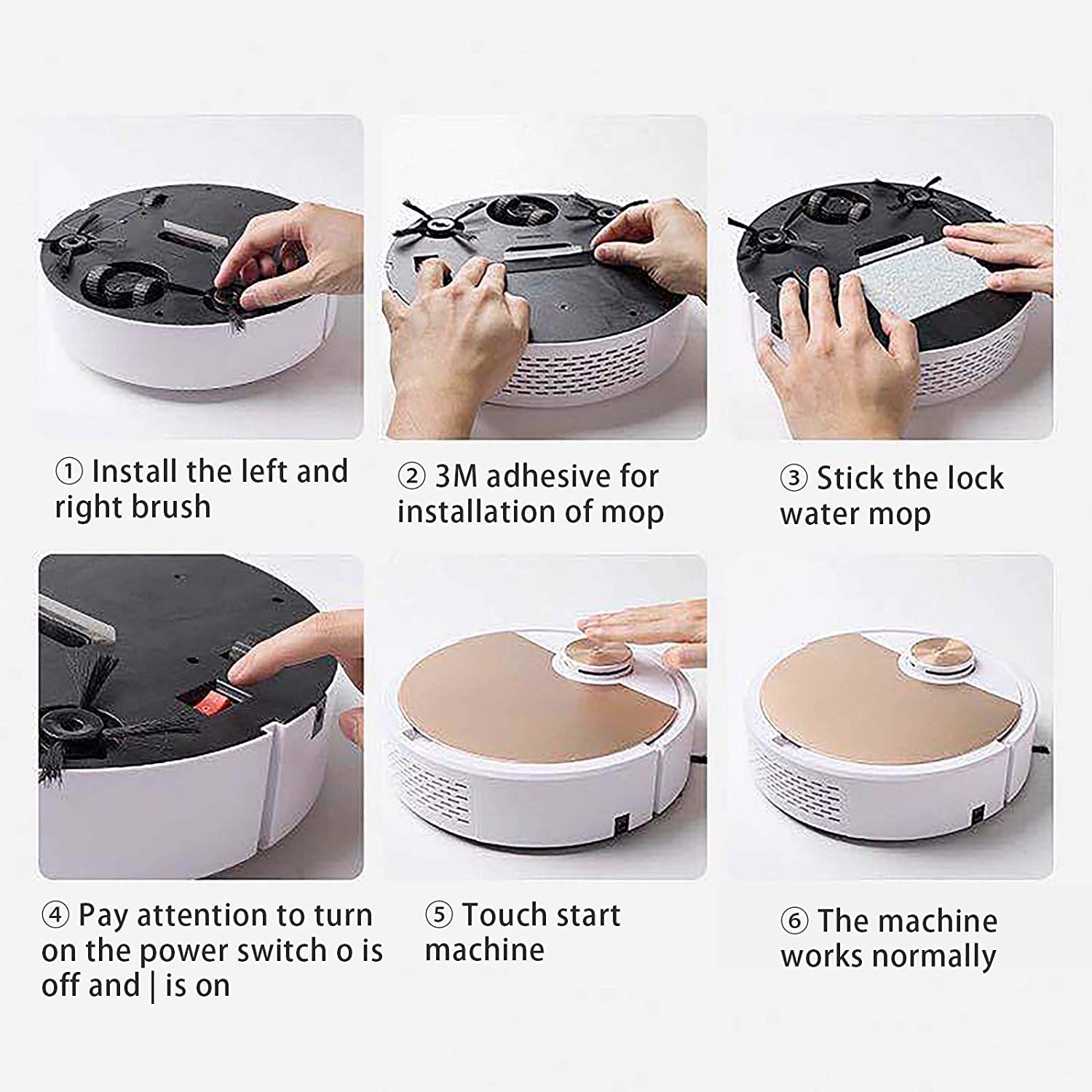 MEGCCR 3 in 1 Intelligent Sweeping Robot, Automatic Cleaner Lazy Multifunctional Vacuum Cleaner Home Suction Sweeping Cell Phone a Key to Start, Dry and Wet Mopping Cleaning (Silver)