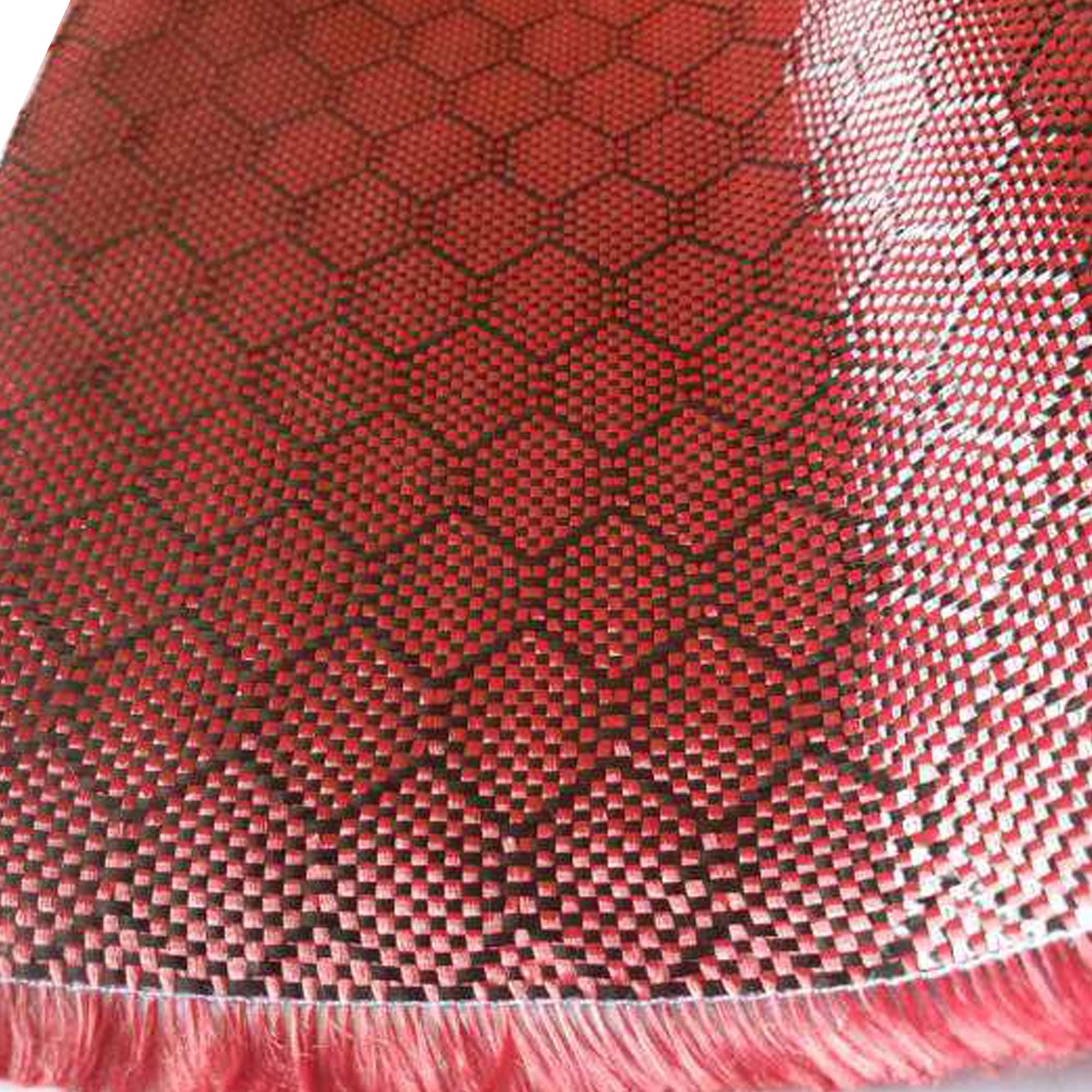 KARBXON - 4 in x 10 ft β Beehive Weave - Carbon Fiber Aramid Fabric - Red - 3K - 240g/meter - Beehive Weave 4β Wide Hemmed Fabric for Repair, DIY Projects (4, 10 ft)
