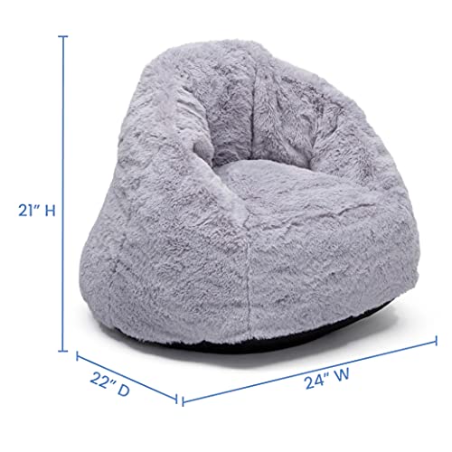 Delta Children Cozee Fluffy Chair, Toddler Size (for Kids Up to 6 Years Old), Grey
