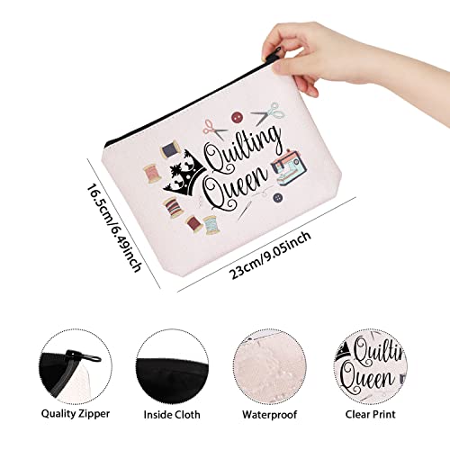 TSOTMO Funny Sewing Gift Quilting Queen Seamstress Sewing Lover Zipper Pouch Makeup Bag (Quilting Queen)