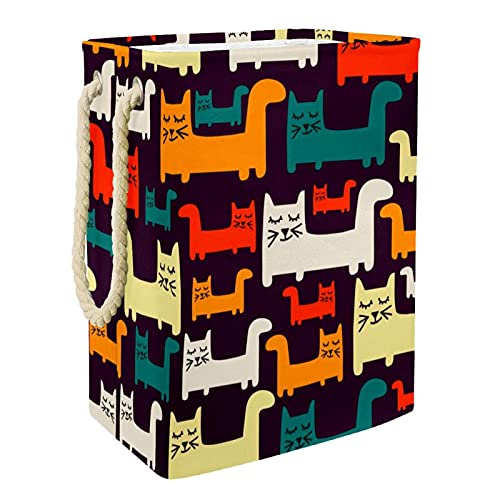 Inhomer Colorful Cats Large Laundry Hamper Waterproof Collapsible Clothes Hamper Basket for Clothing Toy Organizer, Home Decor for Bedroom Bathroom