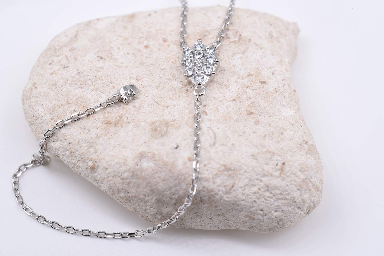 Dainty Sterling Silver Necklace Small Waterdrop Lariat Necklace Y-Shaped Platinum Plating