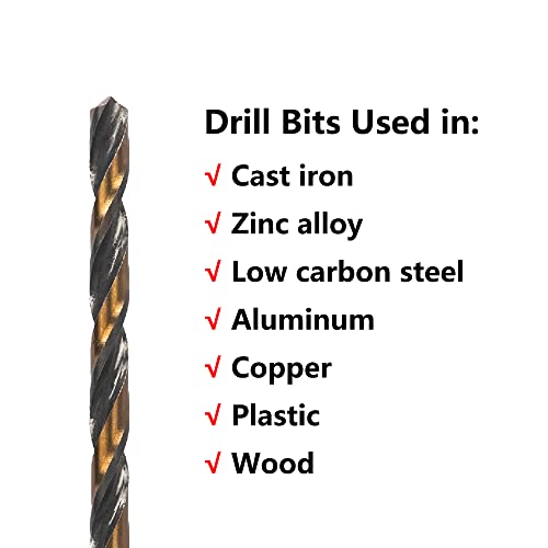 VALYRIANTOOL 10PCS 3/32" Impact Drill Bit Set, Hex Drill Bit Set, Black Gold Drill Bits Set, HSS Quick Change Impact Driver Drill Bit Set for Copper, Aluminum, Zinc Alloy, Wood, Plastic