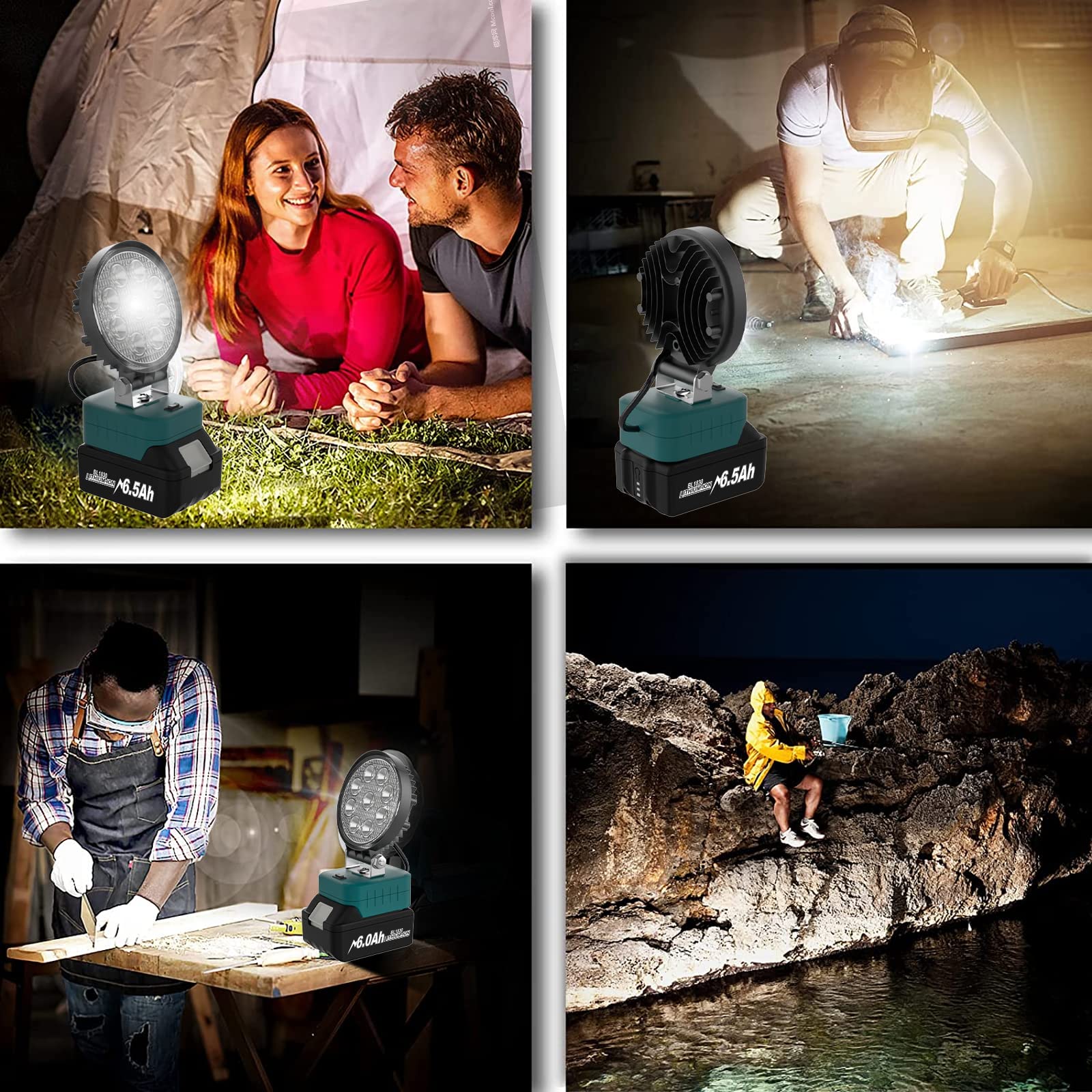 Cordless LED Work Light for Makita Flashlight DML815 DML812 DML801 18V 2000LM 27W Compatible with Makita 18V Battery