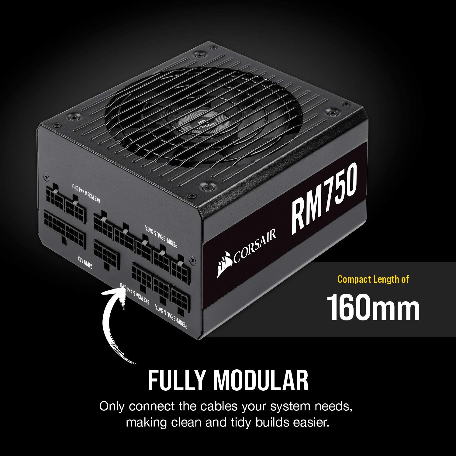 Corsair RM Series, RM750, 750 Watt, 80+ Gold Certified, Fully Modular Power Supply, Microsoft Modern Standby (Renewed)