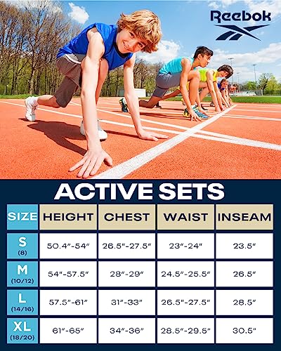 Reebok Boys' Active Shorts Set - 2 Piece Performance T-Shirt and Basketball Gym Shorts (8-12), Size 8, Electric Blue/Light Grey