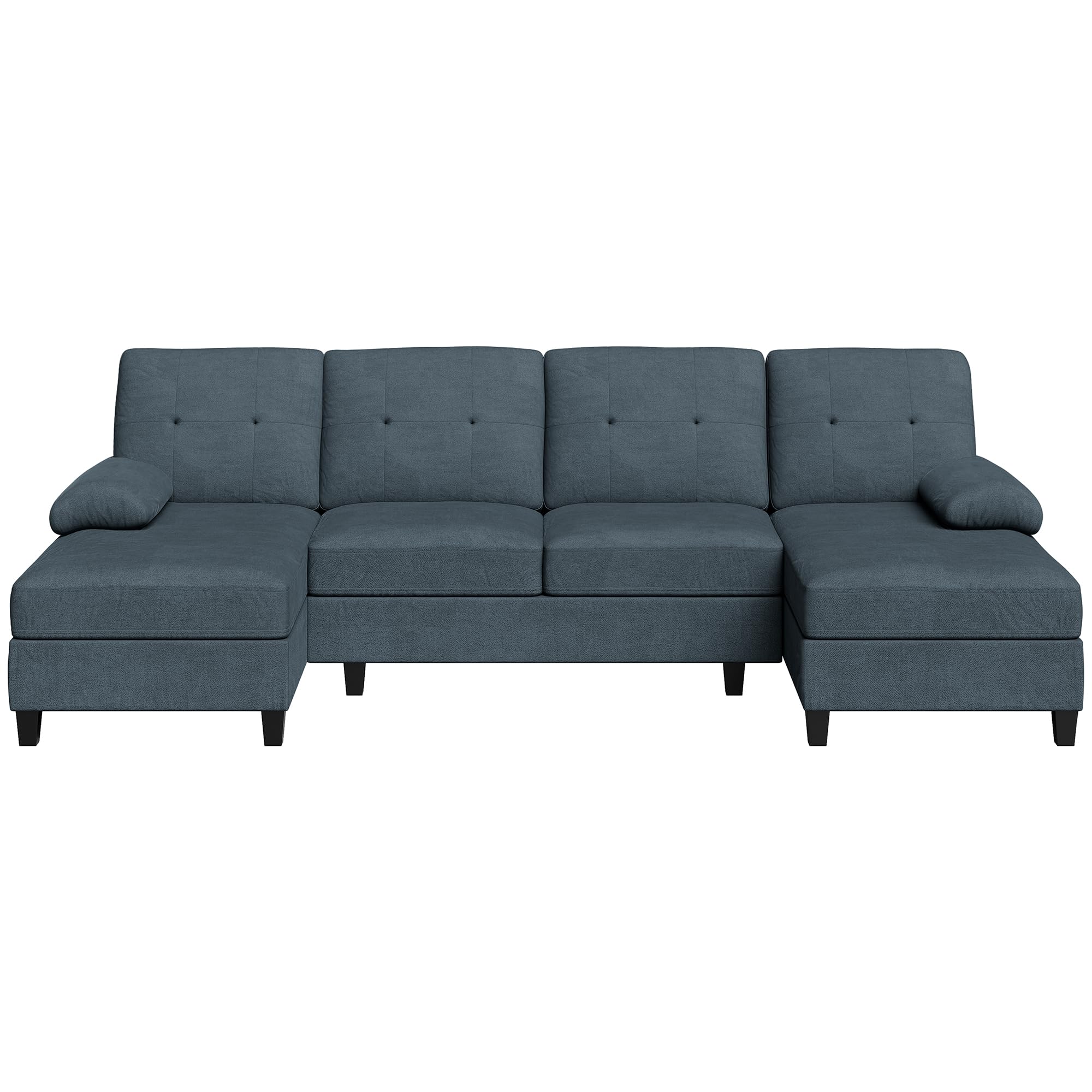 Meilocar Sectional Couches for Living Room, 4 Seat Sofa Set U-Shaped Couch with Double Wide Chaise, 106in Sofa Modern Fabric Large Couch with Oversized Seats (Grey)
