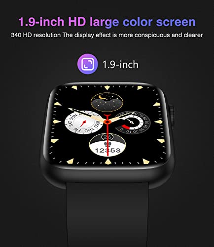 Smart Watch with Bluetooth Call Answer/Dail for Men Women,1.9'' HD Full Touch Screen Fitness Tracker, Smartwatch with Heart Rate Blood Oxygen Blood Pressure Sleep Monitor for Android and iPhone Black