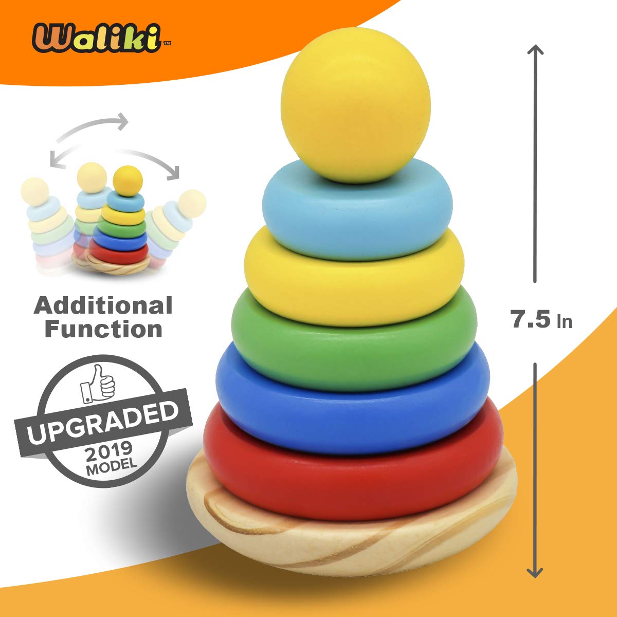 WALIKI Wooden Toy Pack for Kids | Pounding Bench, Shape Sorter Box & Rainbow Stacker | Montessori Developmental Toys for Toddlers & Preschoolers | Ages 2-5 | Educational Gift