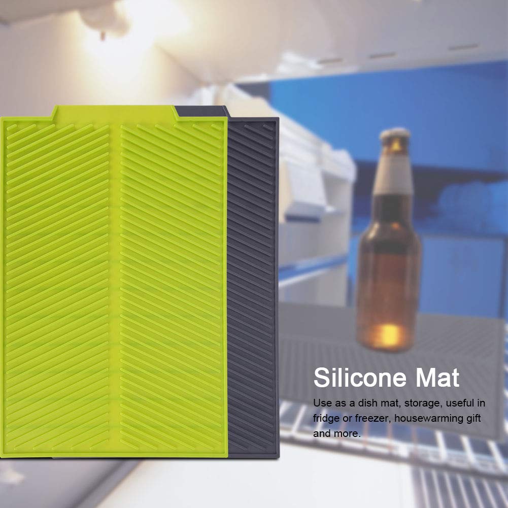 Drain Mat Universal Drain Board Drying Dishes Non-Slip Roll-Up drying Rack Pad Silicone Heat Resistant Slip-proof Tray(green)
