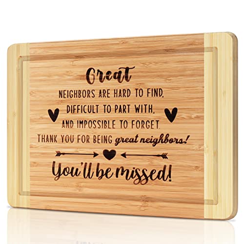 GevGuxLuo Thank You Gift for Neighbors -Housewarming Birthday Christmas Gift for Neighbors -Thank You for Being Great Neighbor -Charcuterie Bamboo Board -Engraved Cutting Board Decor Gift