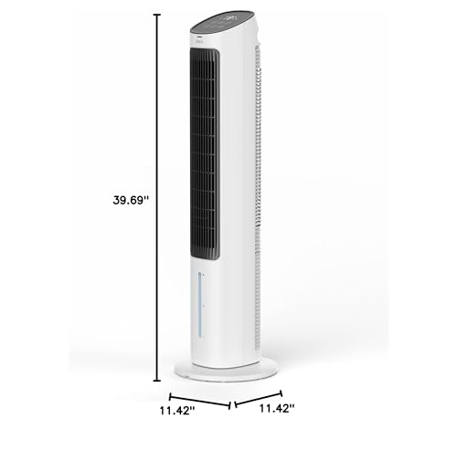 Dreo Evaporative Air Cooler, 40” Cooling Fan with 80° Oscillating, Humidifying, Removable Water Tank, Filter, Ice Packs, Remote Control, 3 Speeds, 7H Timer, Personal Swamp Cooler, White, DR-HEC001