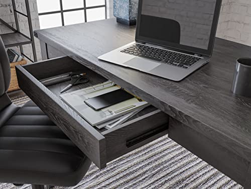 Signature Design by Ashley Freedan Rustic Farmhouse Home Office Desk, Dark Gray