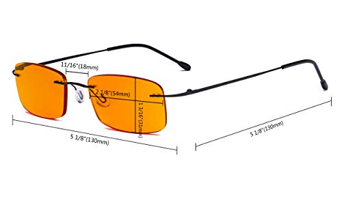 Eyekepper Computer Glasses - Blue light Blocking Reading Glasses with Orange Tinted Filter Lens for Nighttime - Rimless Anti Glare UV Rays Men Women Gunmetal,+1.75
