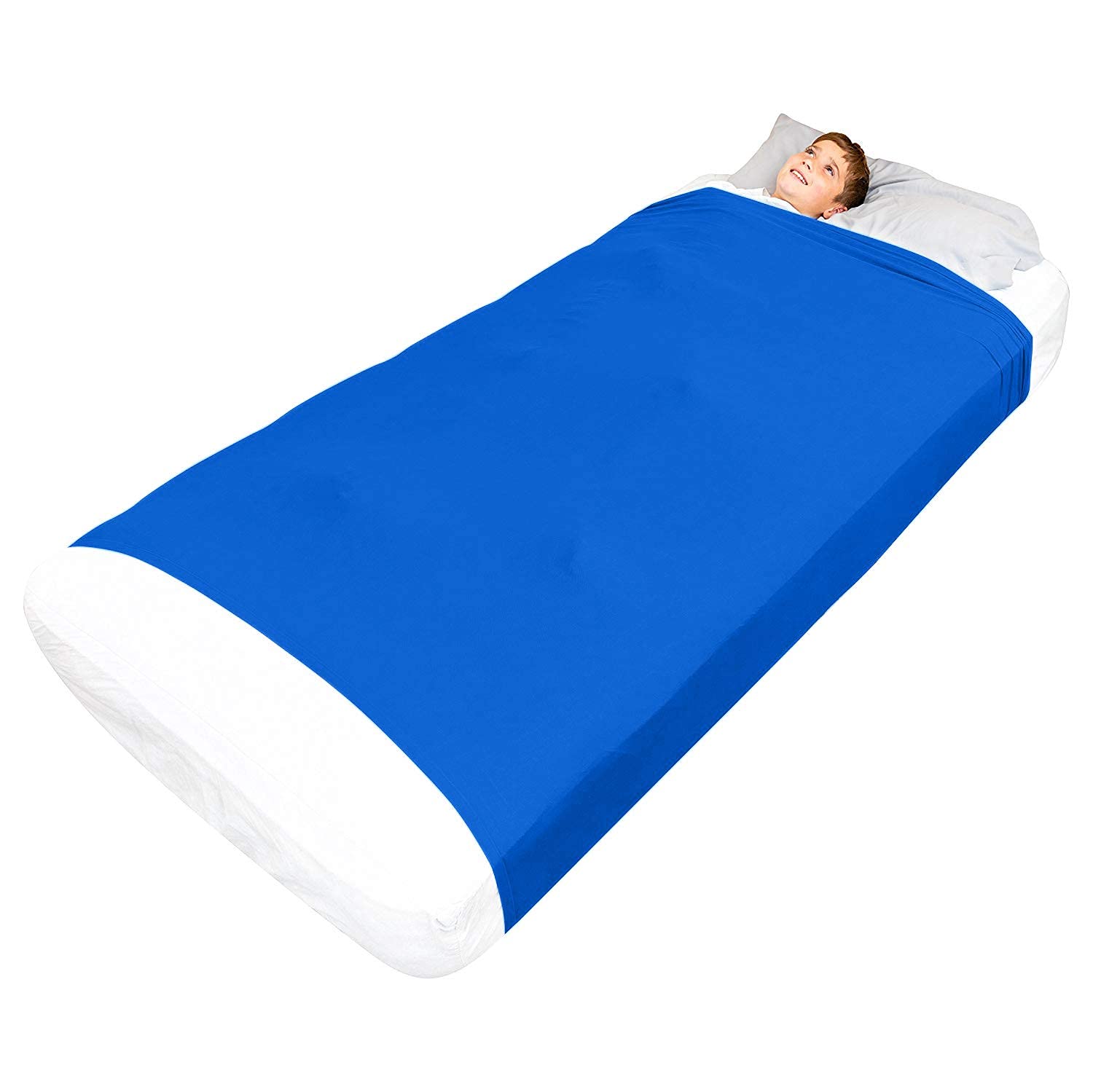 Special Supplies Sensory Bed Sheet for Kids Compression Alternative to Weighted Blankets - Breathable, Stretchy - Cool, Comfortable Sleeping Bedding (Blue, Twin)