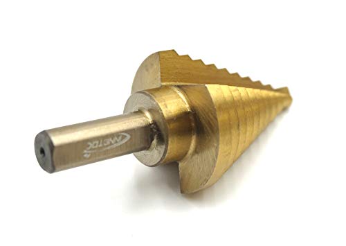Innetoc 3/8" Shank Titanium Step Drill Bit, 1/4' to 1-3/8' in 1/8' Increments with SafePlastic Case|10 Steps