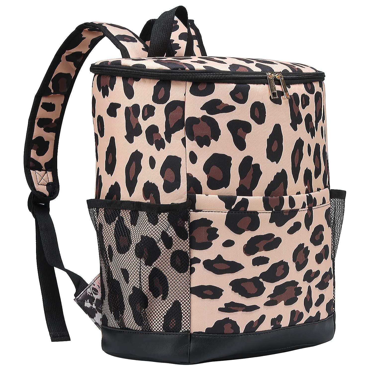 Cooler Backpack Women Leopard Leak Proof Bags Lightweight Soft Lunch Backpack with Cooler Compartment,Wine for Hiking Camping,24 cans…