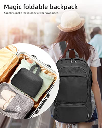 MULISOFT 30L Travel Packable Backpack, Foldable Hiking Backpack for Men & Women, Water-Resistant Lightweight Backpack for Camping, Outdoor, Cycling, Daypack with 8 Compartments