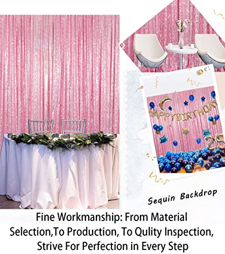 Pink Gold Sequin Curtains Sequin Backdrop 4x8 Feet Sheer Curtans Panels Wedding Photo Backdrop Sequin Backdrop Curtains for Parties (4FTx8FT, Fuchsia Pink)