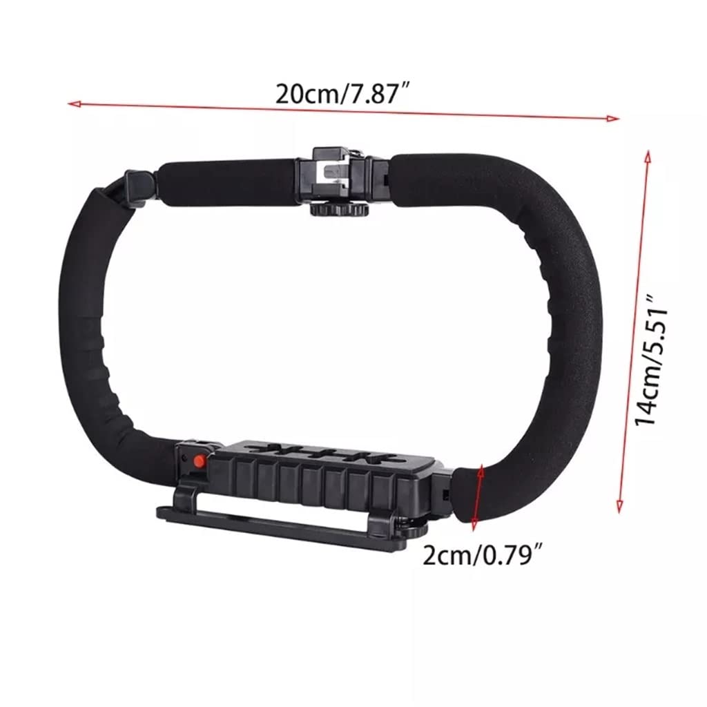 DSFEOIGY Camera Smartphone Stabilizer Adjustable Handle Grip Handheld Video Rig Universal (Color : Black, Size : 14.5X20X2cm)