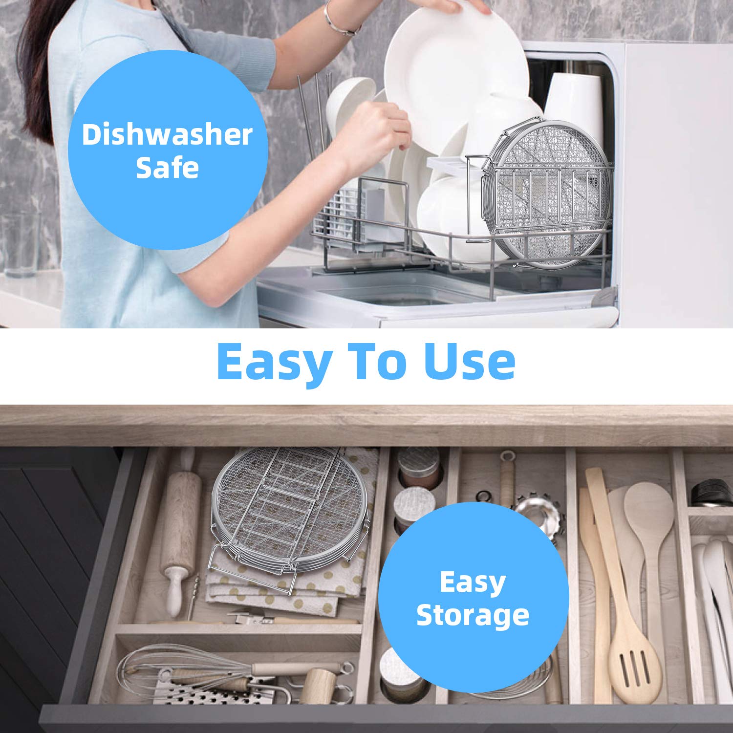 Dehydrator Rack Compatible For Ninja Foodi Accessories, Dehydrator Stand with Five Stackable Layers, Food Grade 304 Stainless Steel Compatible with Ninja Foodi 6.5 qt & 8 qt Pressure Cooker Air Fryer