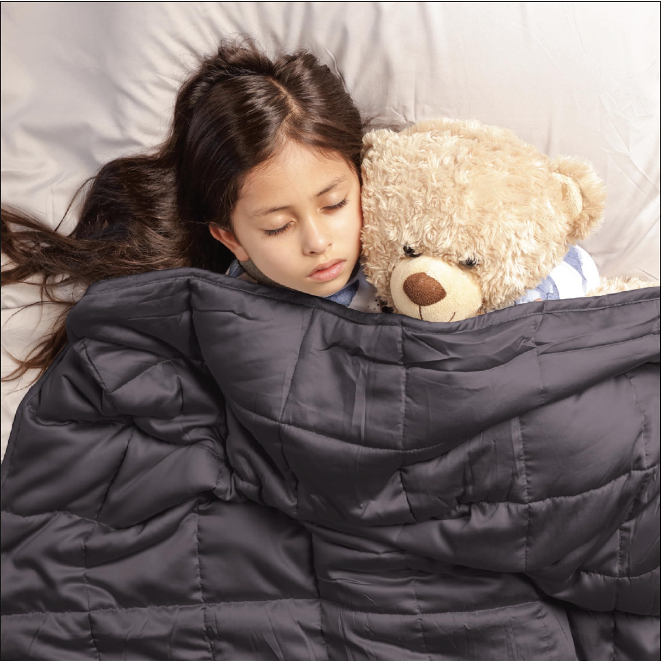 Luna Luxe Cotton Weighted Blanket Kids - Premium Soft Weighted Blanket for Kids - Travel Blanket [10lbs - Twin - 41" x 60"] [Dark Grey]