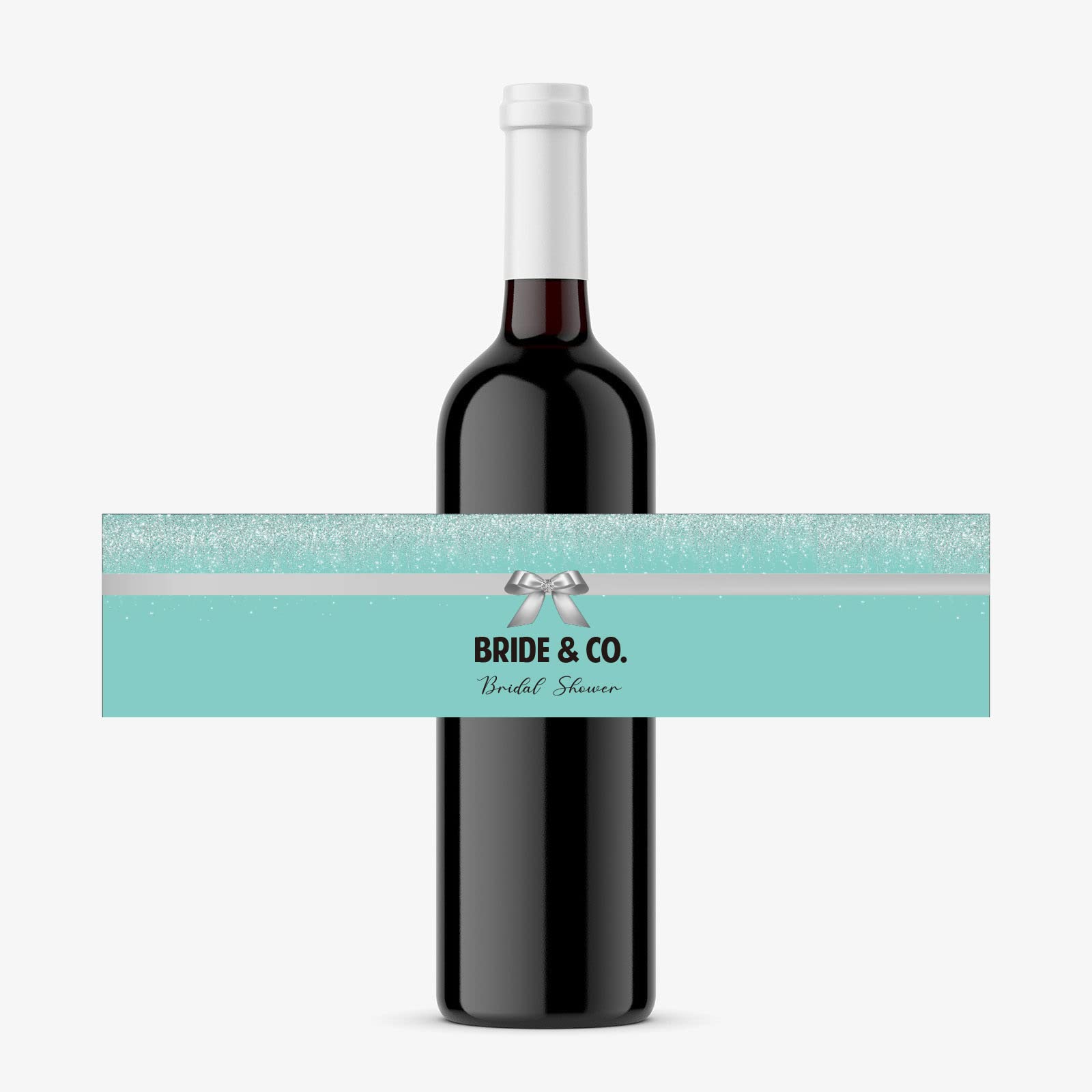 SDEXCSA Blue Bride & Co Water Bottle Labels, Breakfast at Tiffa-ny Theme Bridal Shower Wine Bottle Wrappers, Bride to Be Engagement Wedding Event Party Favors Supplies (8.5†x 2â€)