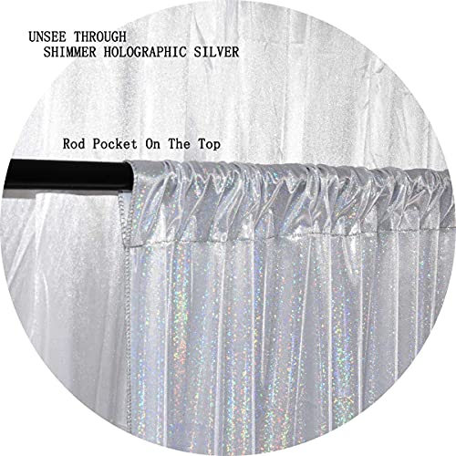 LQIAO Bling Laser 5x7ft Silver Backdrop Holographic Fabric Background Shimmer Photography Booth Photo Background Props Curtain/Backdrop Makeup Vides Shooting Bling Teenage Heart