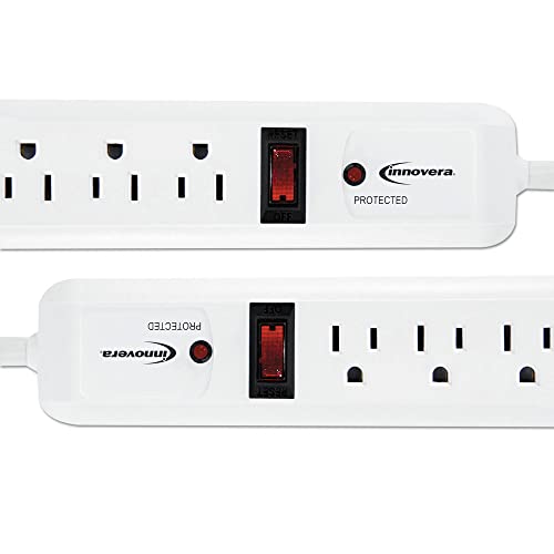 Innovera IVR71653 6 AC Outlets 4 ft. Cord 540 Joules Surge Protector - White (2/Pack)