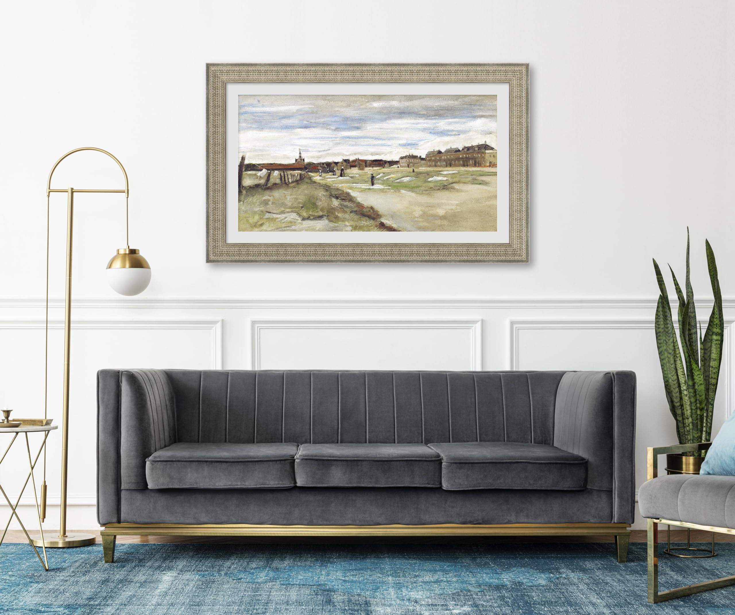 Deco TV Frames - Gatsby Silver Smart Frame Compatible ONLY with Samsung The Frame TV (3" Color Chip, 3" Sample)