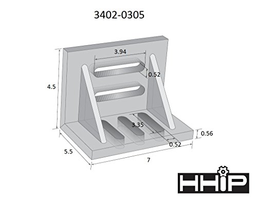 HHIP 3402-0305 7" x 5-1/2" x 4-1/2" Slotted Angle Plate, Webbed