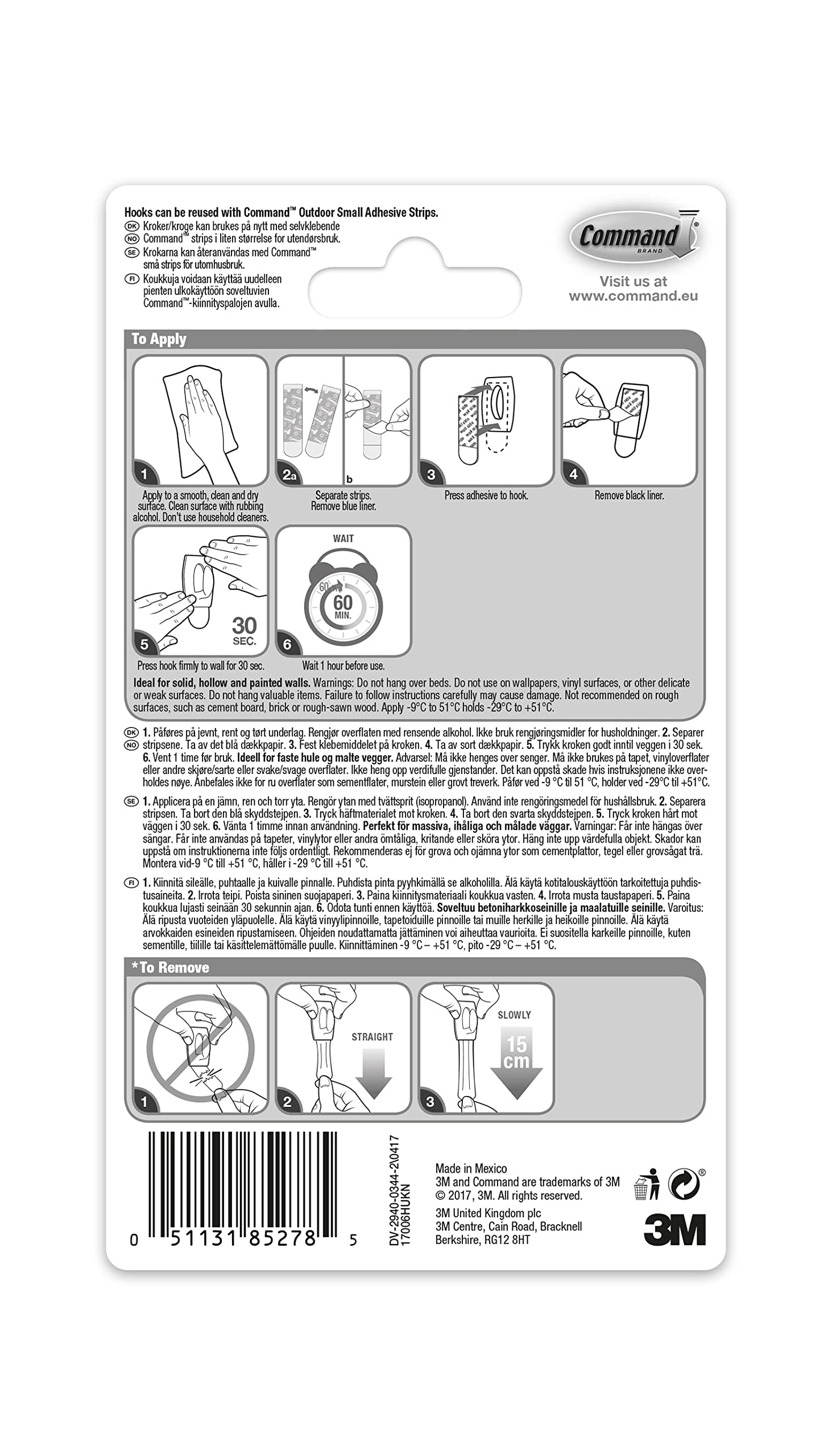 Command 17006H Outdoor Mini Hooks with Adhesive Strips- Outdoor Small Comand Hooks for Hanging decorations and other Light Items Damage Free