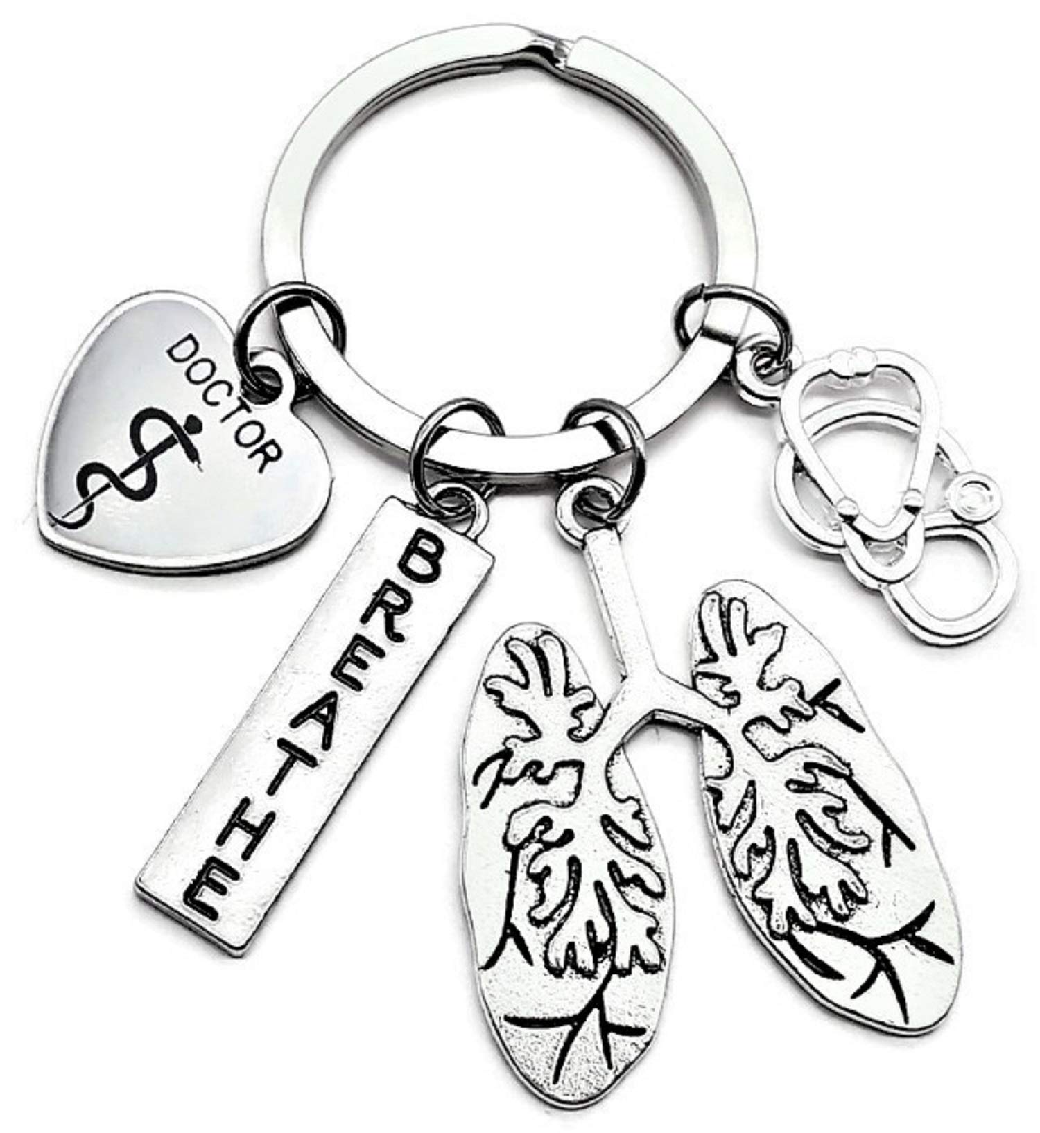 Lung Doctor Keychain, Doctor Keychain, Lung Keychain, Lung Specialist, Stethoscope, Anatomical Lung, Breathe, Pulmonary, Respiratory Therapist Gift, Lung Disease, Doctor Gift, Lung Doctor Key Ring