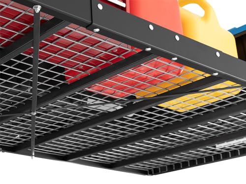 NewAge Products 4 ft. x 8 ft. VersaRac Pro Adjustable Overhead Garage Storage Rack, Heavy Duty Steel Garage Storage Organization, Ceiling Storage Racks, 800lbs Weight Capacity, (Black), 41200