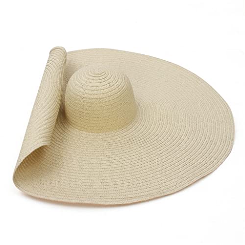 EODNSOFN Oversized Straw Hat for Women Wide Brim Summer Sun Hat Packable Large Paper Beach Hat (Color : F, Size : 56-58cm)