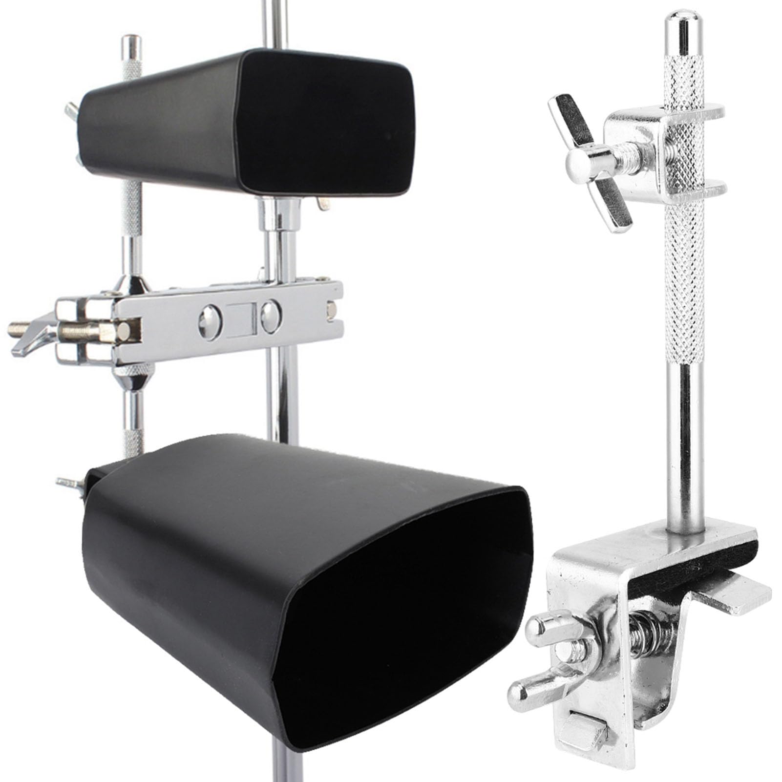 Drum Cowbell Mount Holder Clamp, Cowbell Clamp Durable Standard Drum Kit Clamp Up or Down Adjustment for Drums