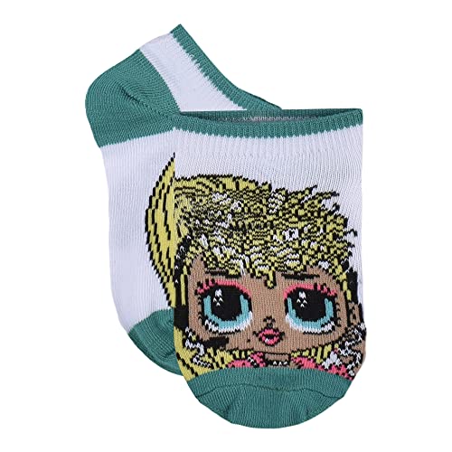 L.O.L. Surprise! Girl's 6-Pack OMG Check it Out No Show Socks, Blue, 6-8