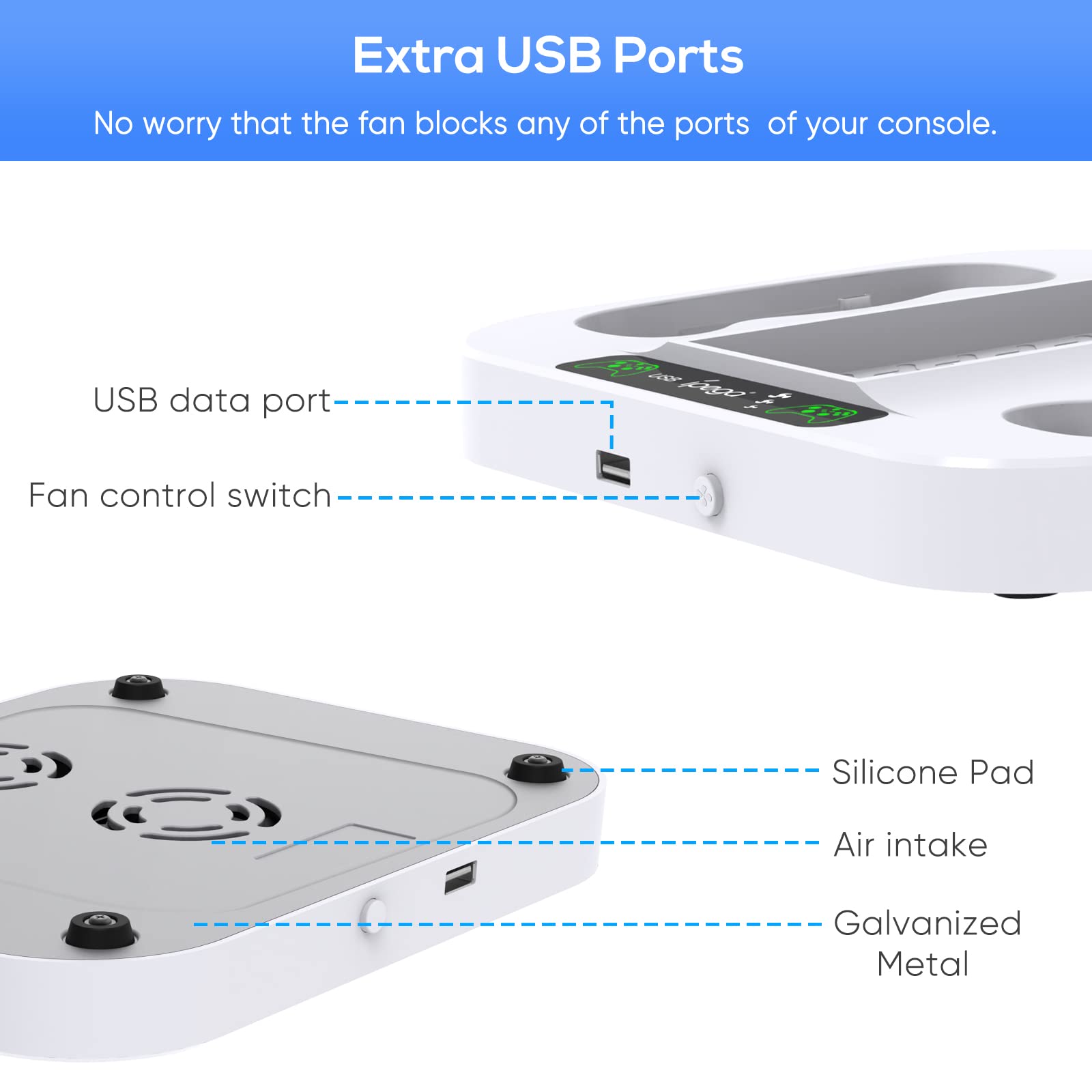 Cooling Stand for Xbox Series S with Dual Controller Charger, MENEEA Adjustable Gear Cooling Fan Charging Station Dock Accessories for Xbox Series S Console with 2 X 1400mAH Rechargeable Battery Pack