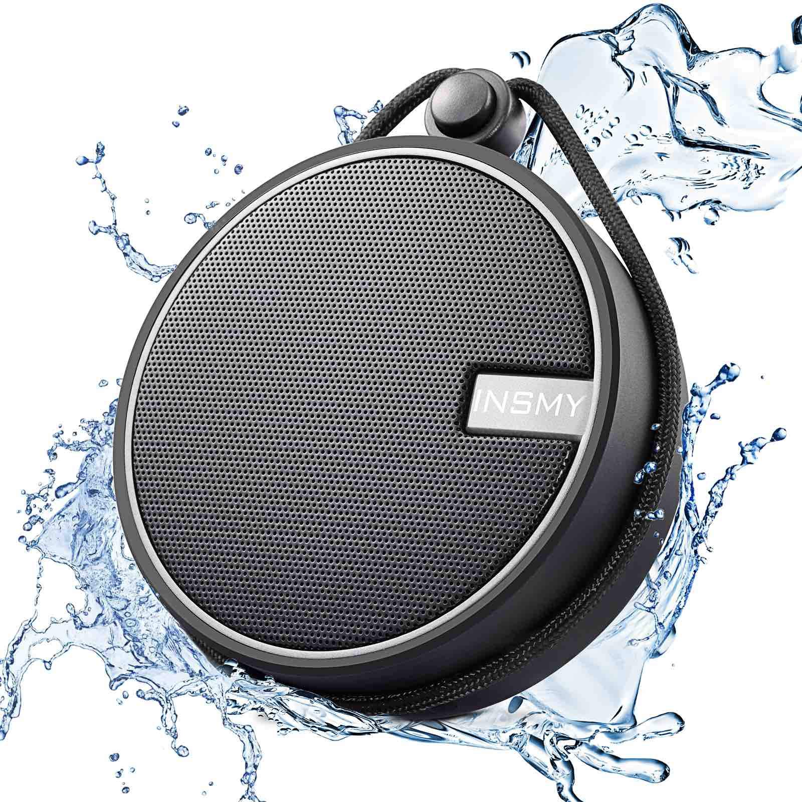 INSMY C12 IPX7 Waterproof Shower Bluetooth Speaker, Portable Small Speaker, Speakers Bluetooth Wireless Loud Clear Sound Support TF Card Suction Cup for Kayak Canoe Beach Gift (Purple)