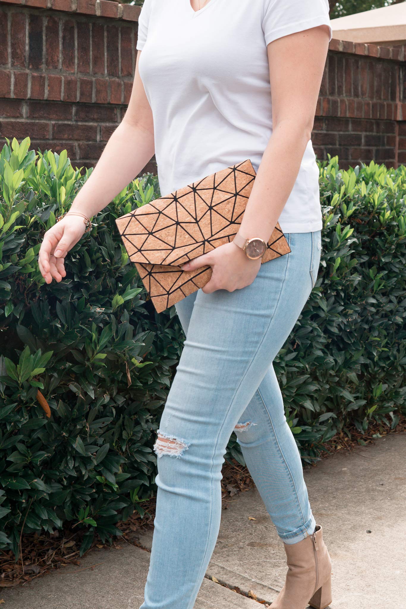 Cork Envelope Bag - Chain Clutch Bag - Geometric Crossbody Handbag
