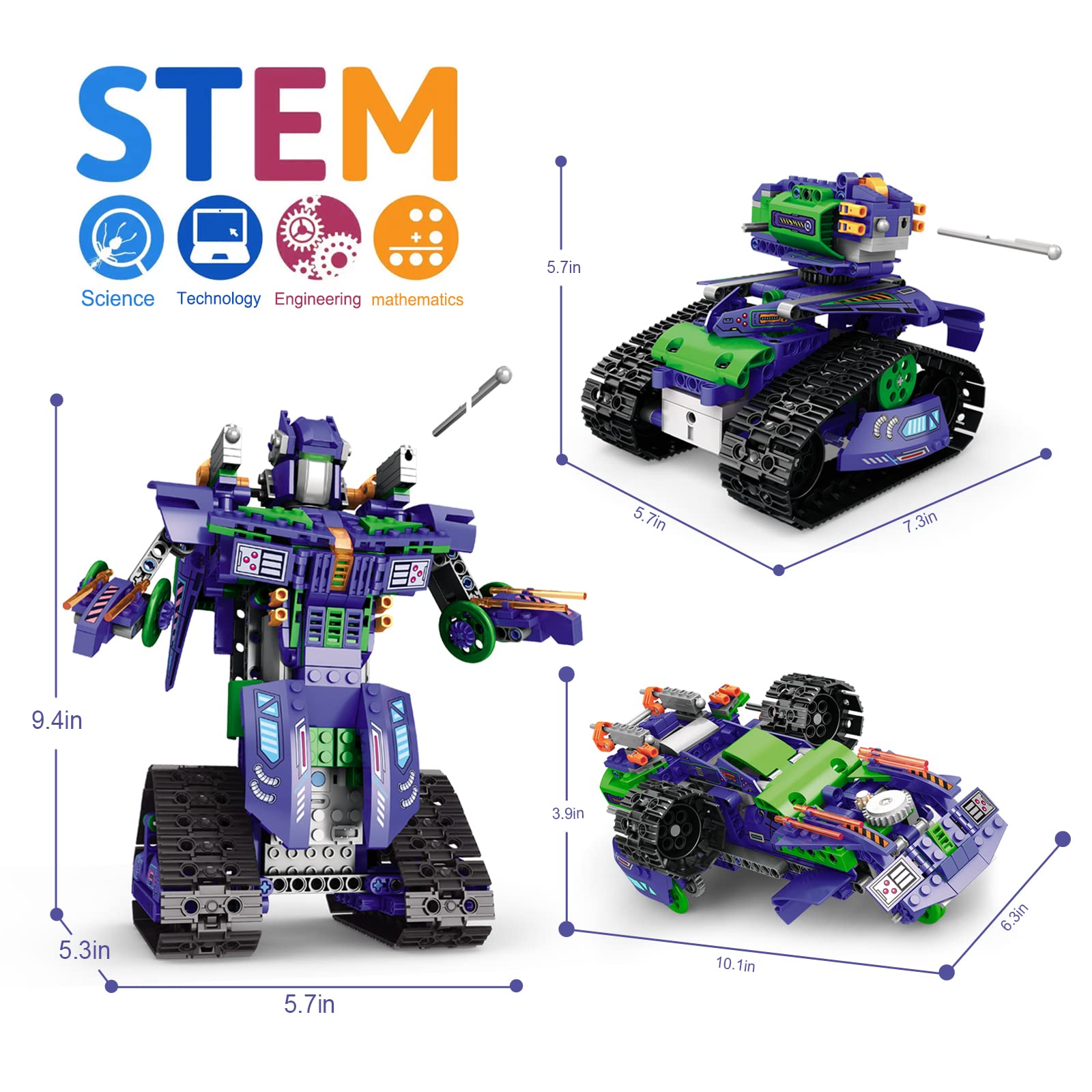 flycites Remote Control Building Kit, 3-in-1 STEM Projects Building Sets Robot Toys, APP & Remote Control Samurai,Programmable Science Learning Kit Birthday Gifts for Boys and Girls