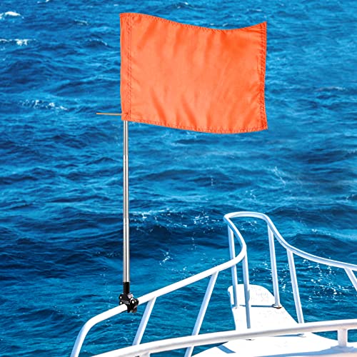 Orange Boat Flag- 64 Inch Adjustable Boat Safety Flag Water Ski Flag with Stable Holder & Flag Pole Durable Boating Safety Flag Skier Down Flag for Swimmers Surfer Safety Equipment