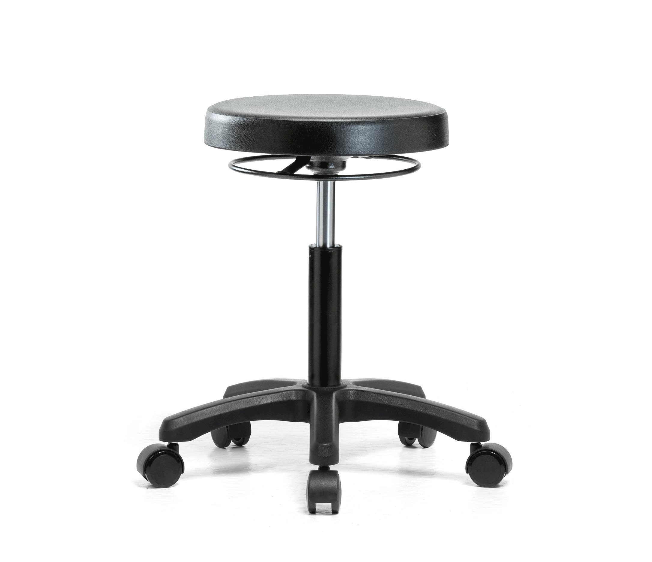 Perch Polyurethane Work Stool Heavy Duty with Wheels for Carpet or Linoleum, Workbench Height