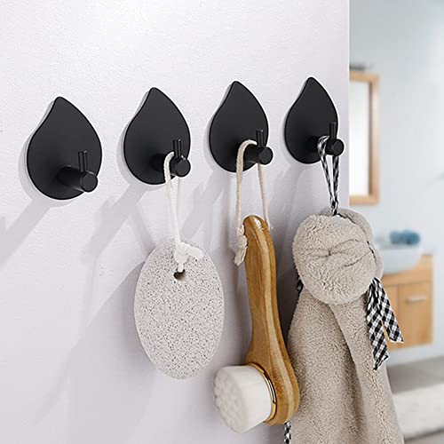 Jasonandiris Adhesive Hooks Heavy Duty Wall Hooks Waterproof Stainless Steel Hooks for Hanging Coat, Hat,Towel Robe Hook Rack Wall Mount- Bathroom and Bedroom Wall Hangers 4-Packs