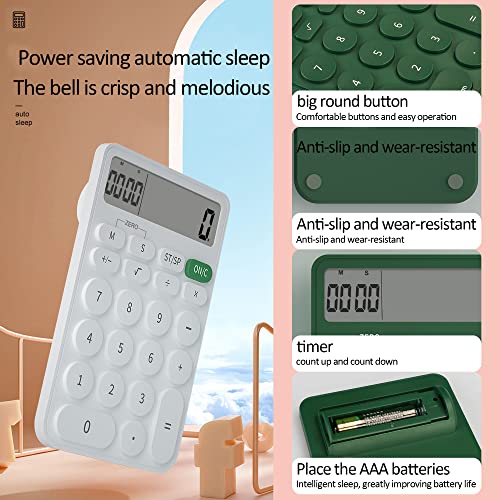 VEWINGL Standard Calculator 12 Digit,with Timers and Alarm Clock,Calculator with Large LCD Display for Office,School,Home & Business Use,Automatic Sleep,with Battery(Yellow)