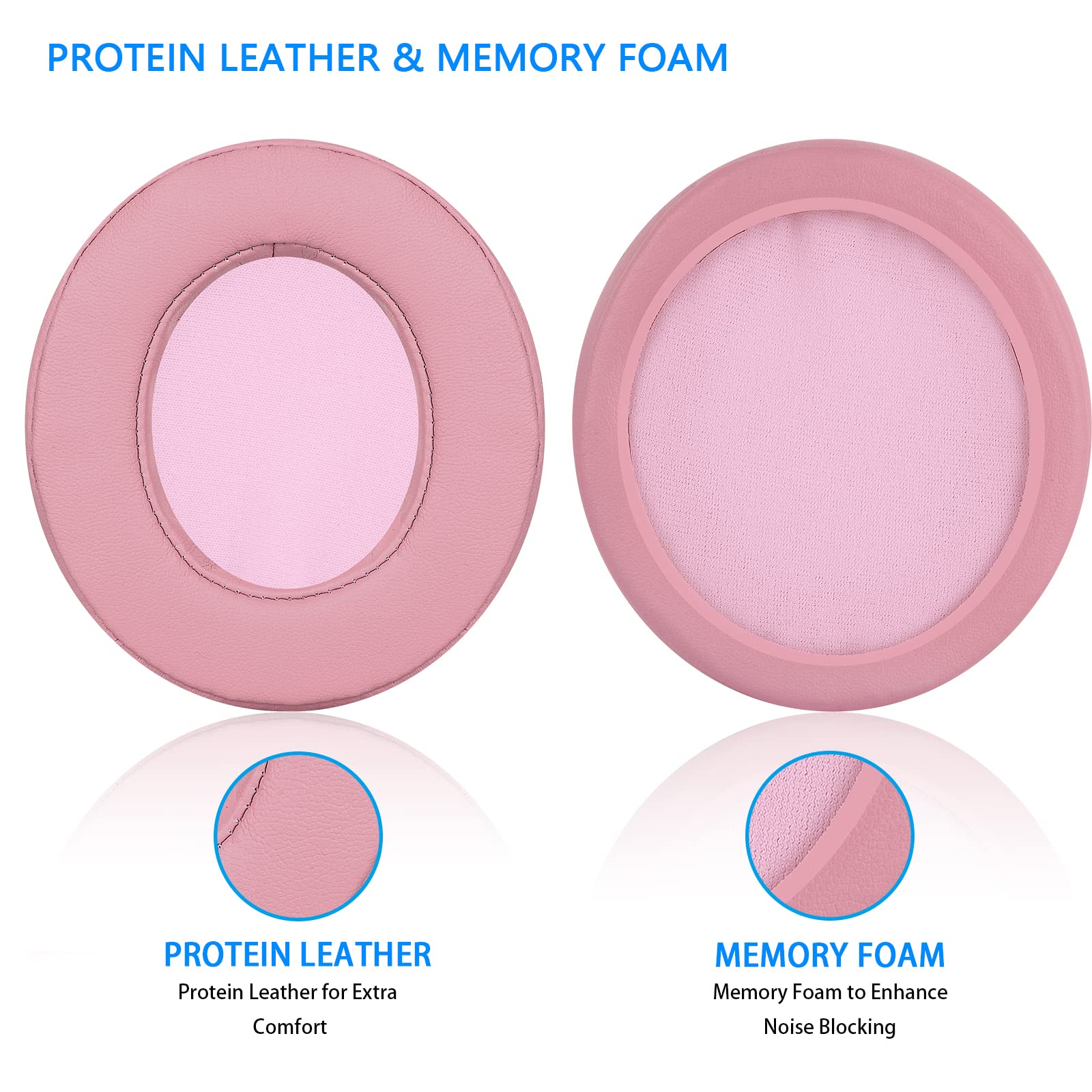JECOBB Replacement Ear Cushion Cover with Protein Leather & Memory Foam for Razer Kraken X, Kraken X Ultralight, Kraken X Lite Headphone ONLY β Oval ( Pink )