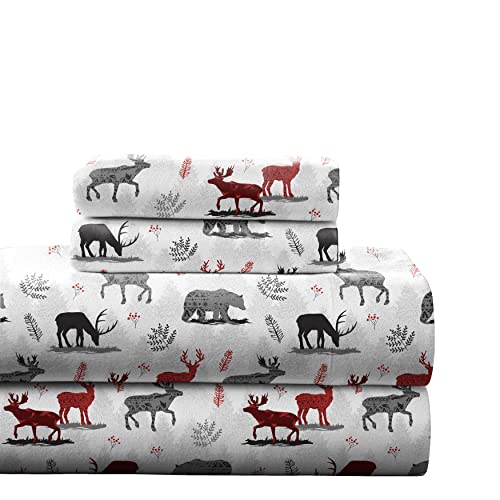 Pointehaven 180 GSM 100% Cotton Flannel Sheet Set - Queen, Northwoods Cream - Warm & Cozy - Pre-Shrunk -Deep Pockets - Elastic All Around-Comfy Double Brushed