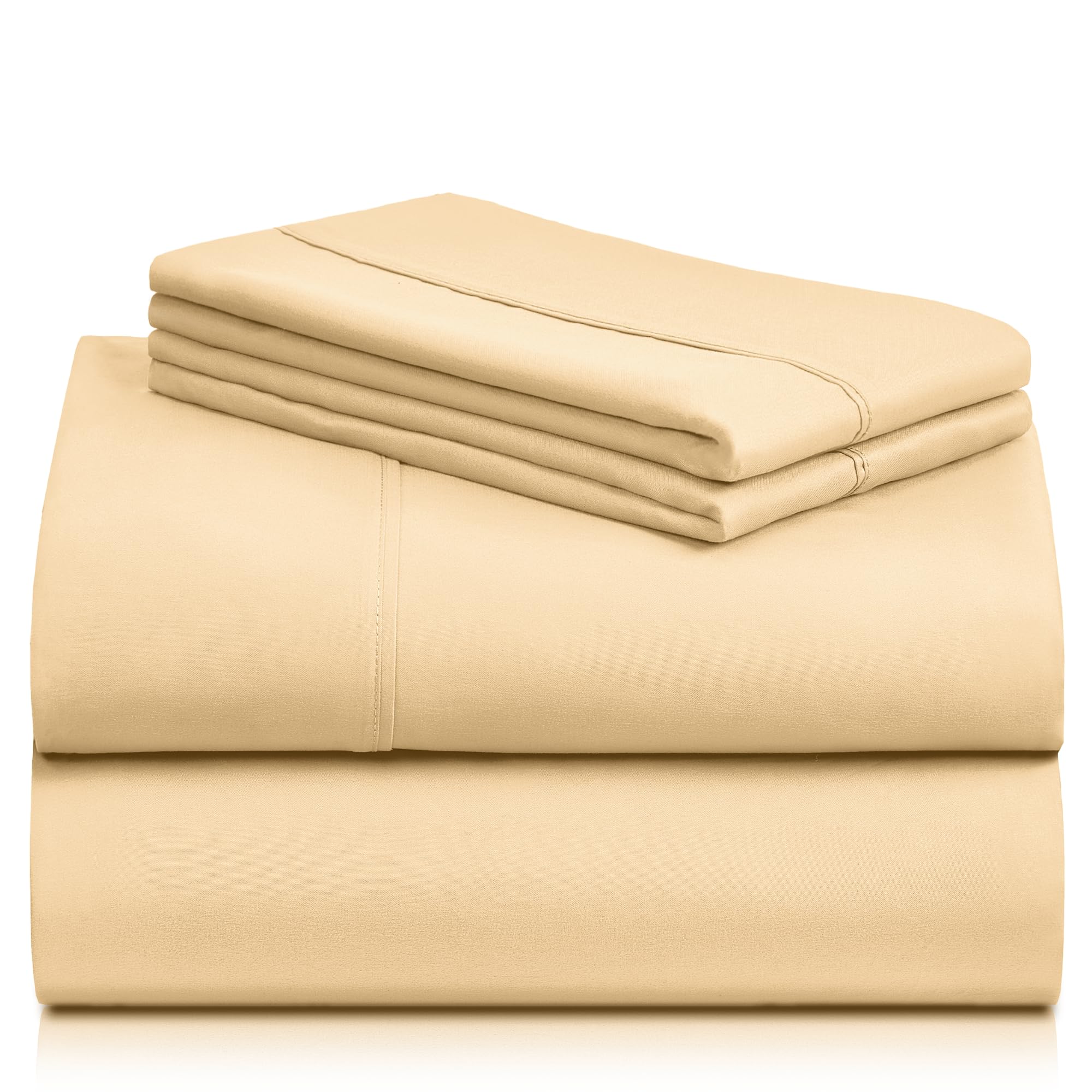 LuxClub Twin XL Sheets - Soft Twin Bed Sheets for Boys and Girls, 4 PC Deep Pockets 18" Eco Friendly Wrinkle Free Kids Fitted Sheets Machine Washable Hotel Bedding Silky Soft - Yellow Twin XL