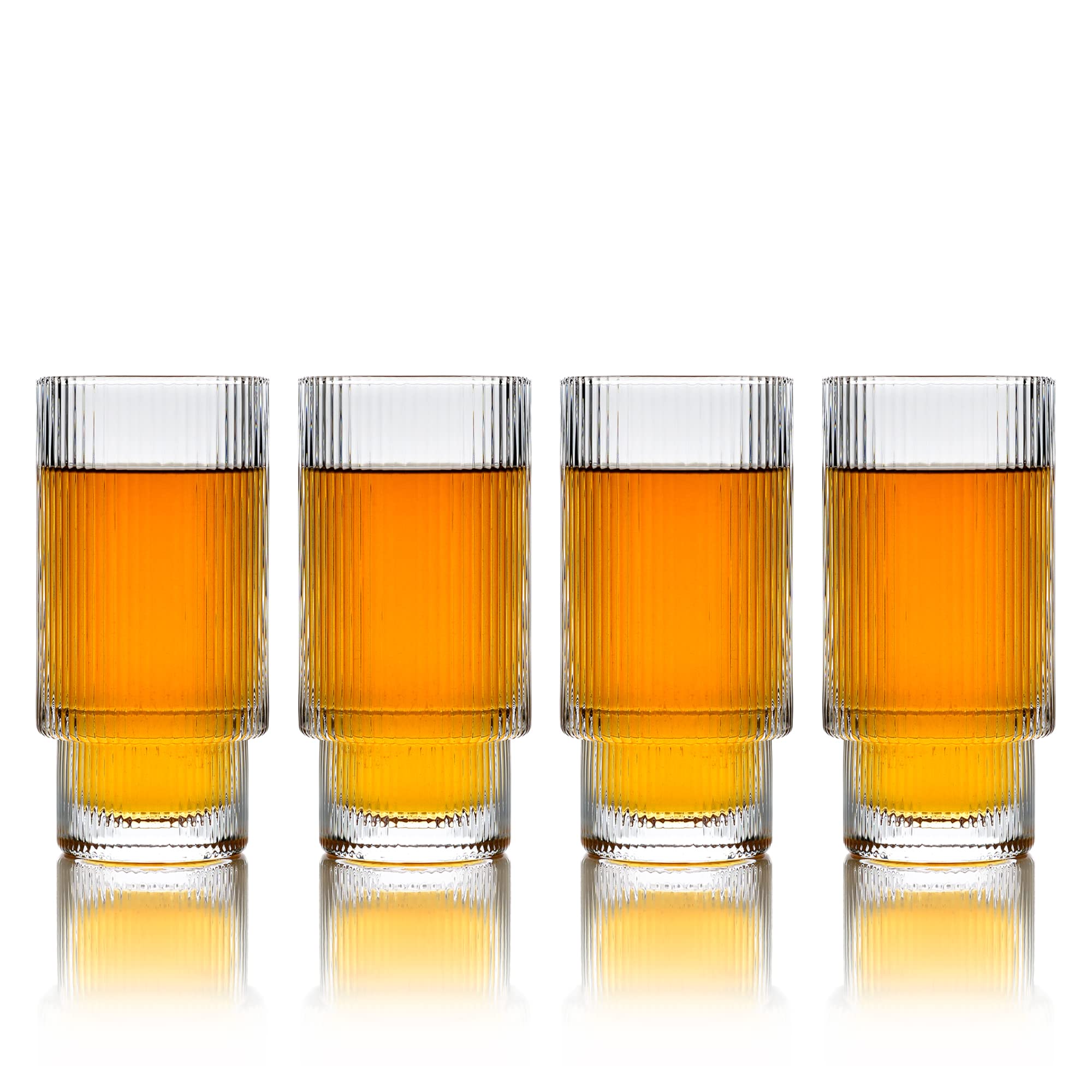 Greenline Goods Ripple Drinking Glasses - 12 oz Modern Kitchen Glassware Set Unique Vintage Cups For Weddings, Cocktails Or Modern Bar - Set of 4
